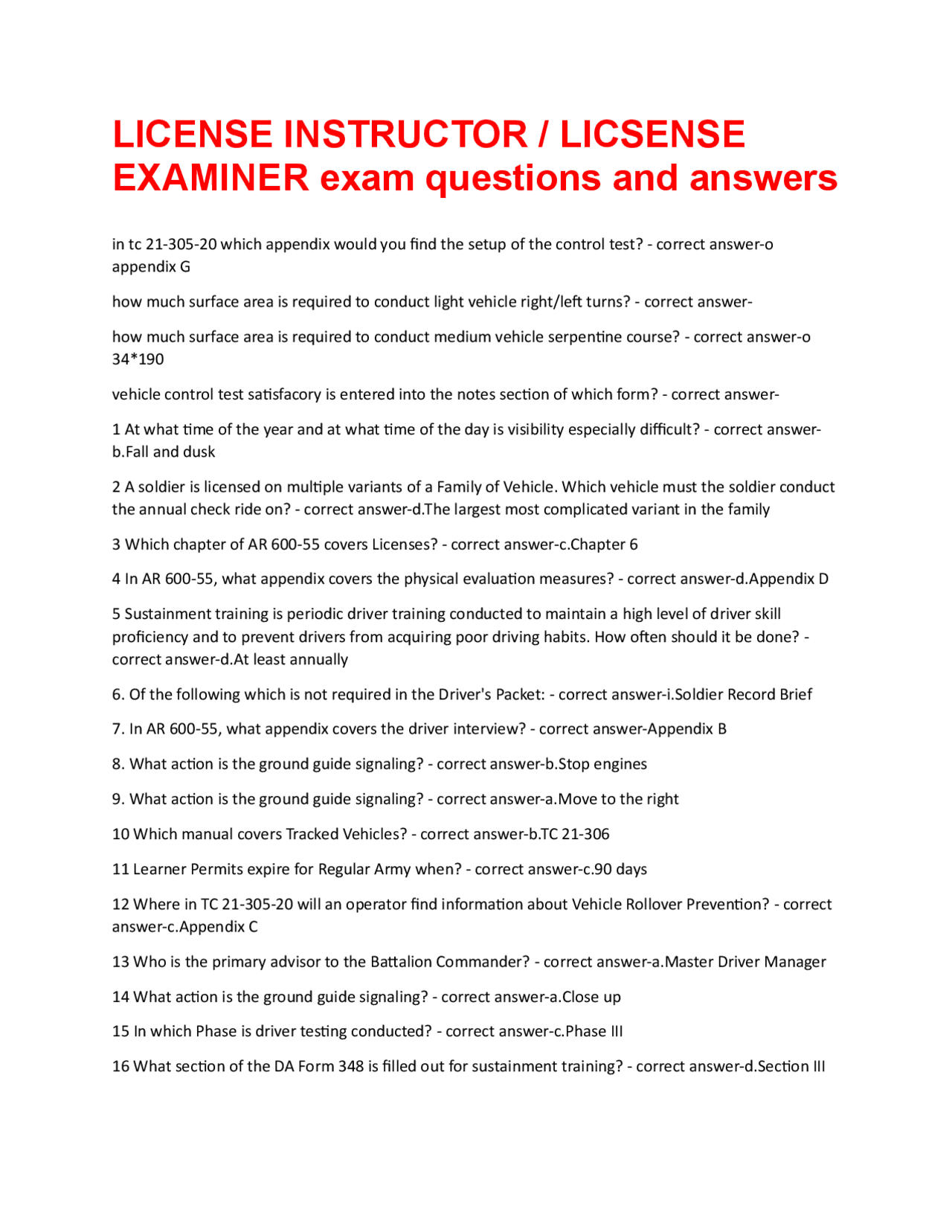 LICENSE INSTRUCTOR.pdf | Exams Advanced Education | Docsity