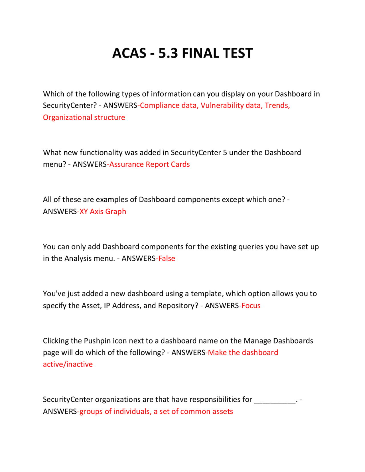 ACAS - 5.3 FINAL TEST QUESTIONS AND ANSWERS 2025 | Exams Cybercrime ...