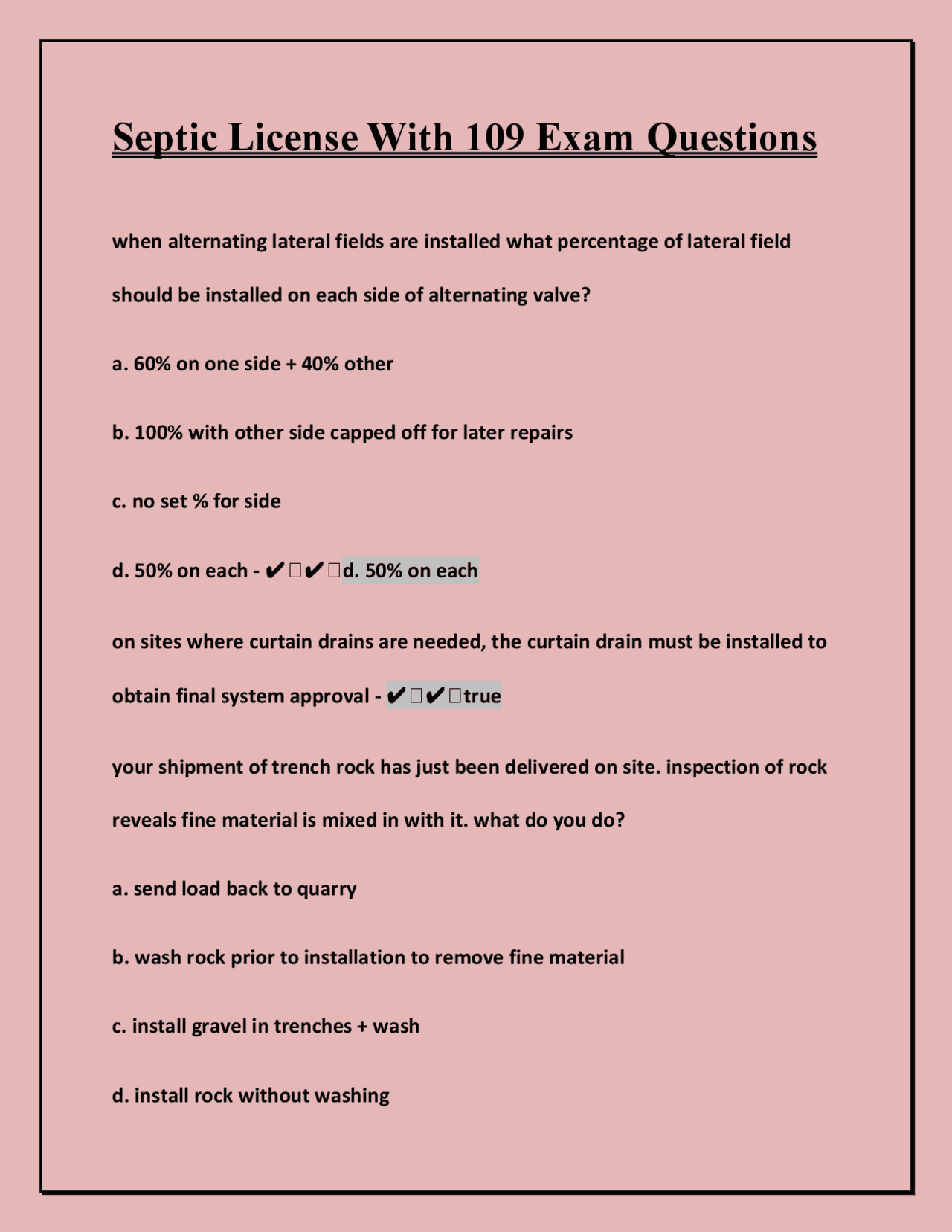 Septic System Installation and Maintenance: 109 Exam Questions and ...