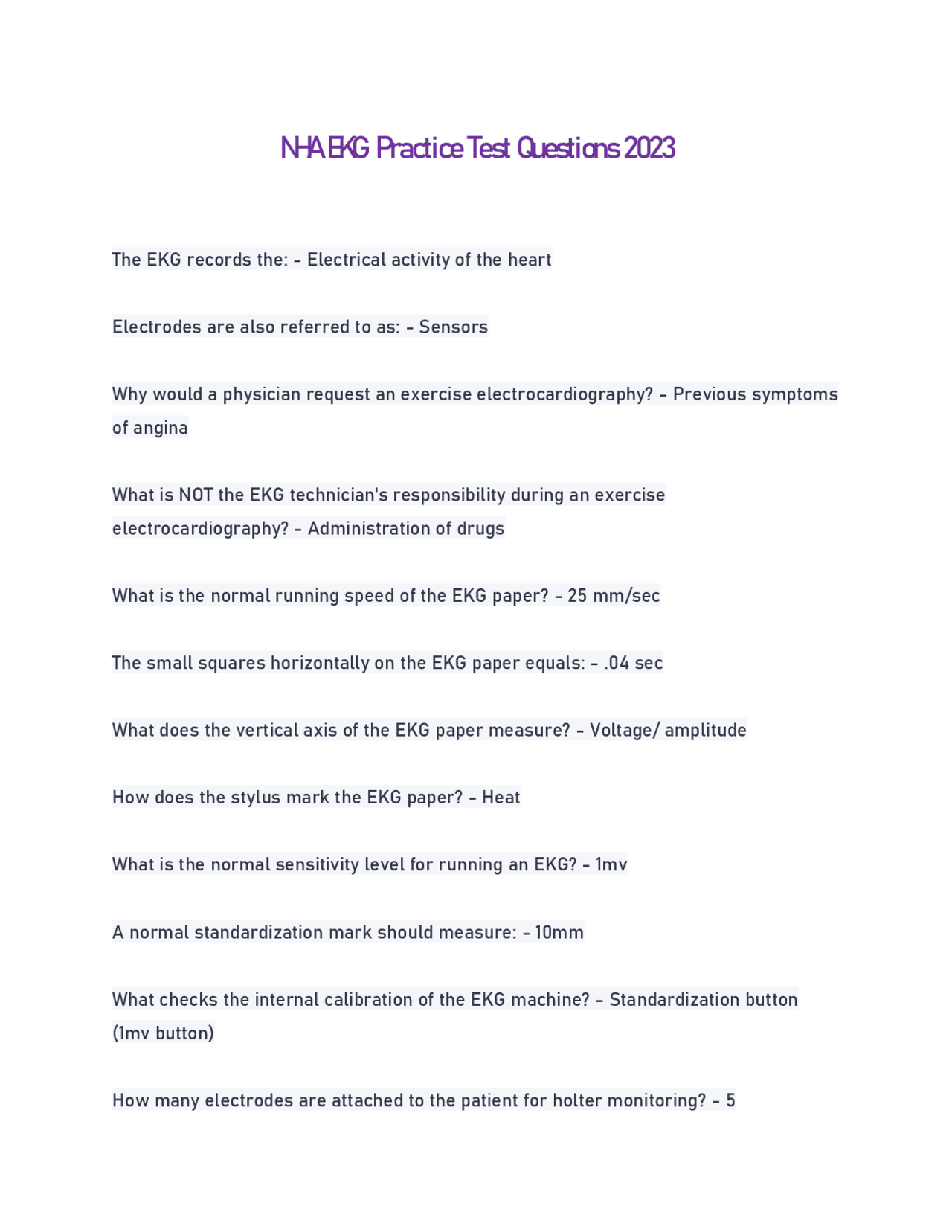 NHA EKG Practice Test Questions 2023: A Comprehensive Guide to EKG ...