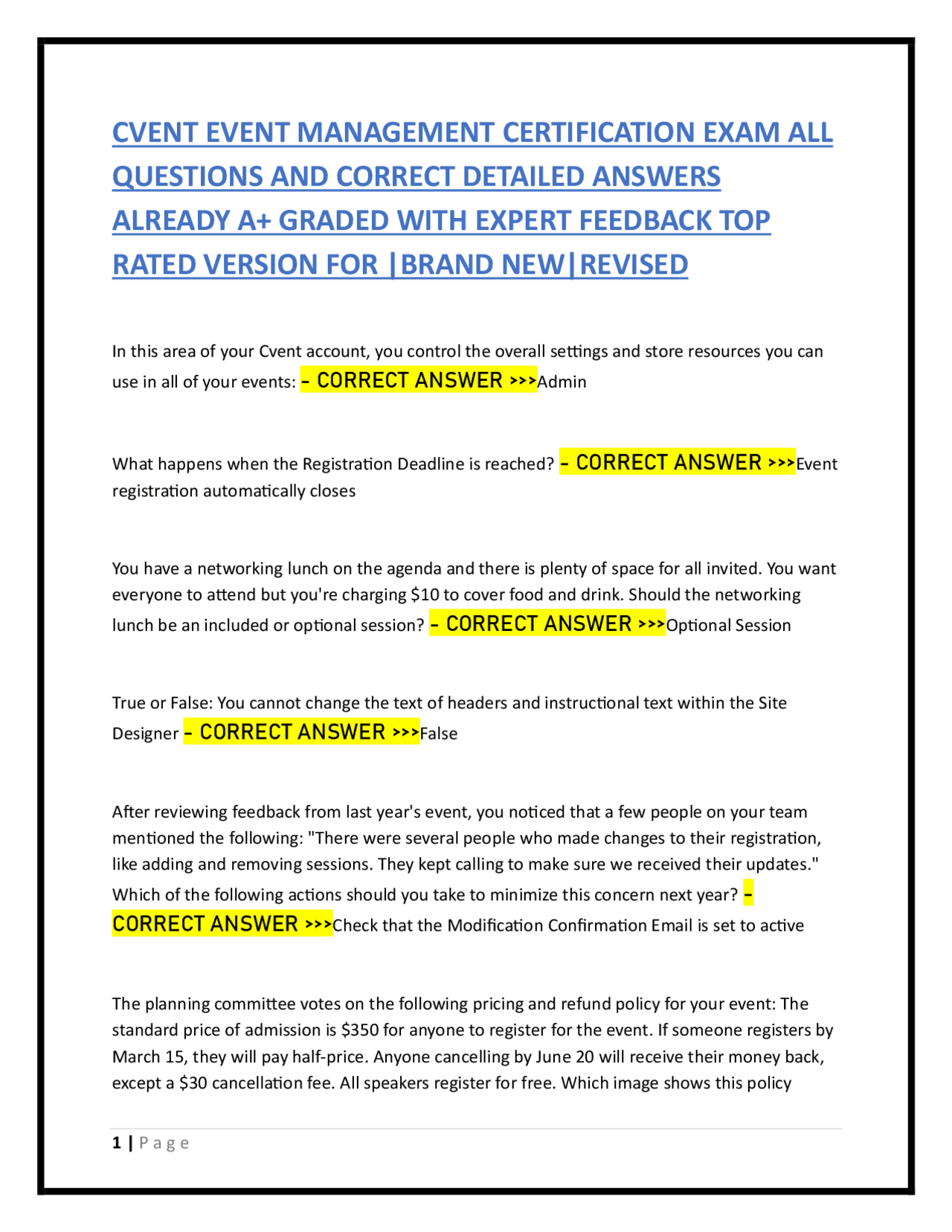 Cvent Event Management Certification Exam Questions and Answers | Exams ...