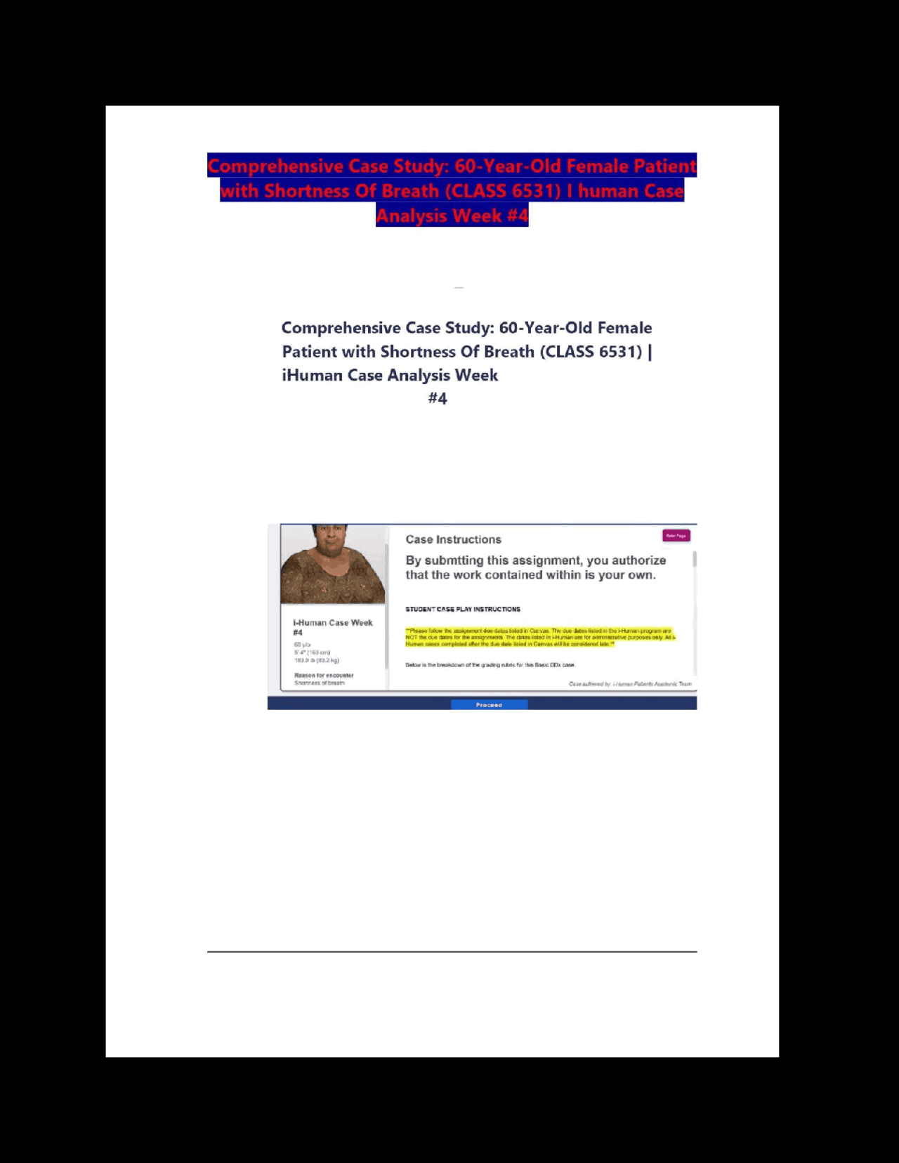 iHuman Case Study-60-Year-Old Female Patient with Shortness of Breath ...
