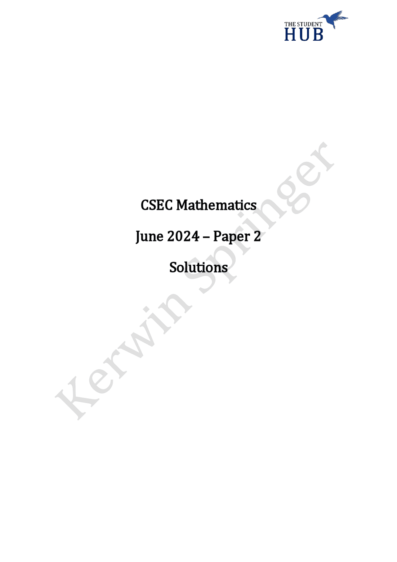 cxc maths past paper | Exams Mathematics | Docsity