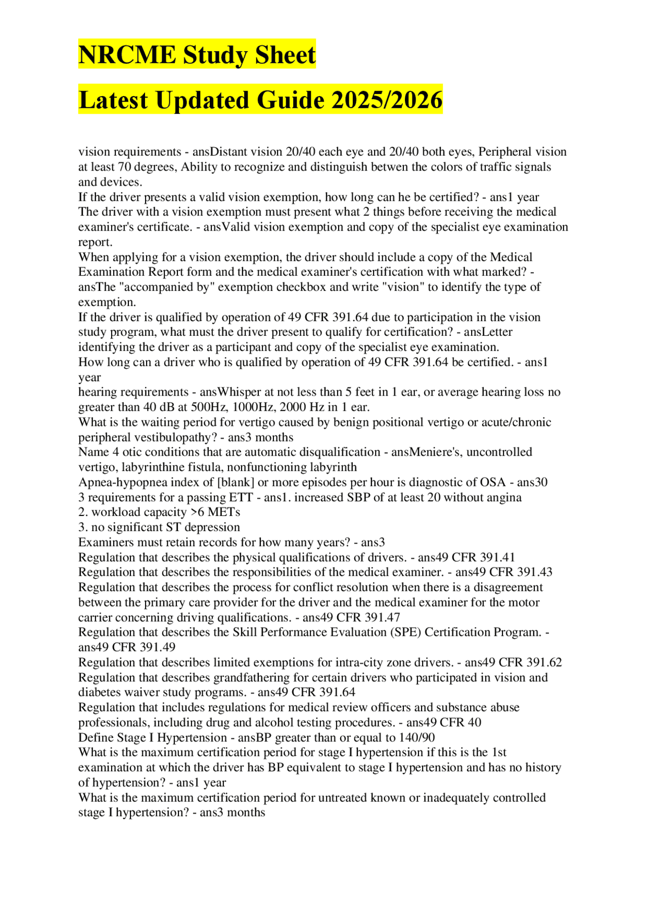 NRCME Study Guide 2025/2026: Comprehensive Medical Examiner ...