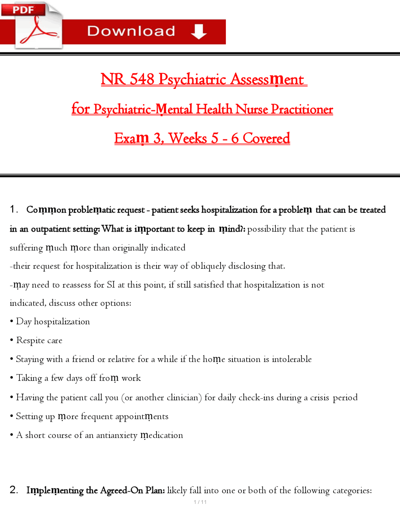 Psychiatric Assessment for Psychiatric-Mental Health Nurse Practitioner ...