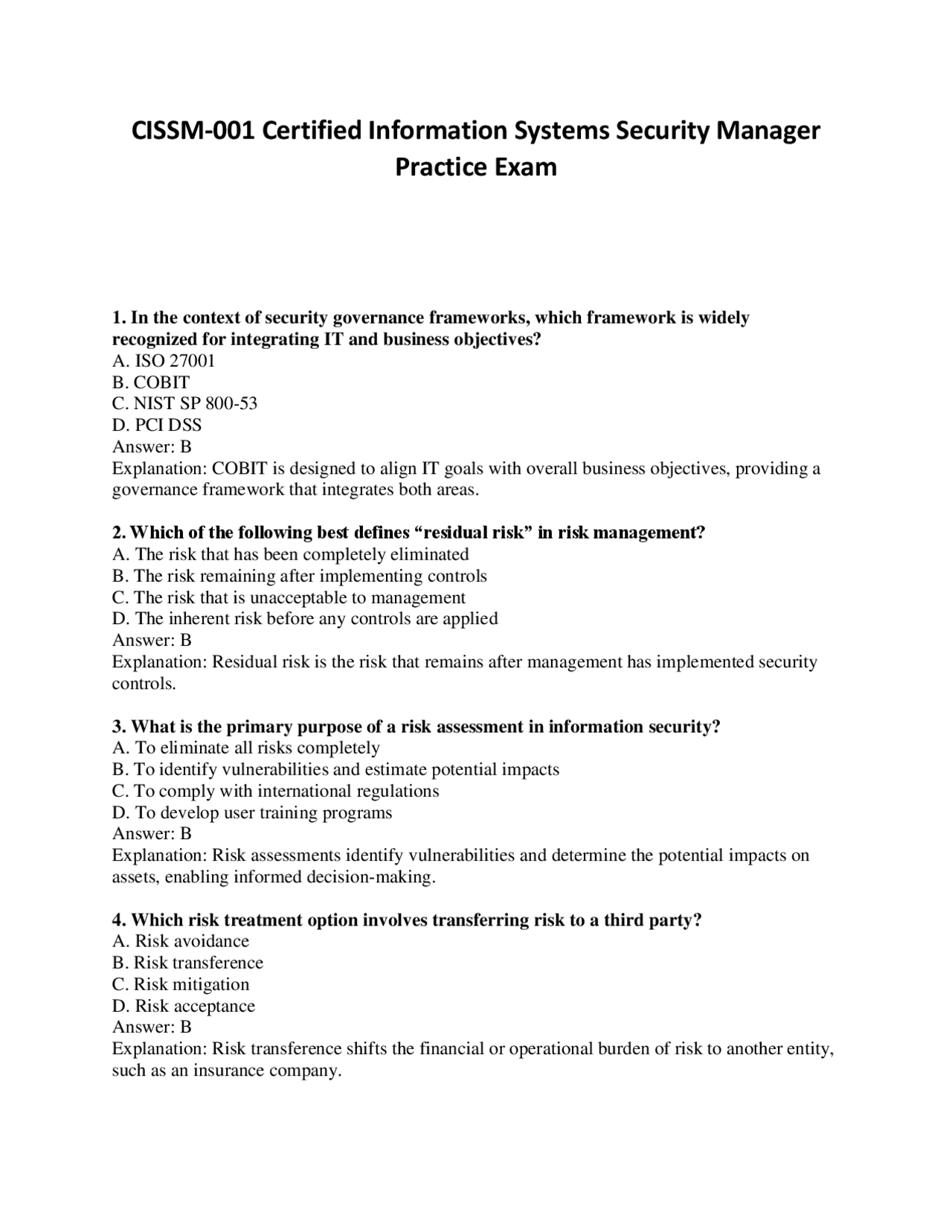 CISSM-001 Certified Information Systems Security Manager Exam | Exams ...