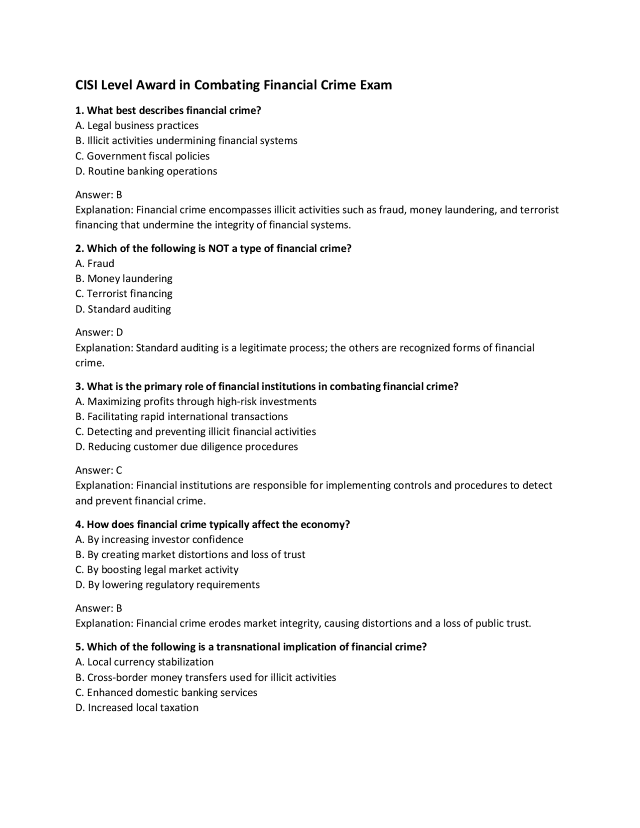 CISI Level Award in Combating Financial Crime Exam | Exams Technology ...