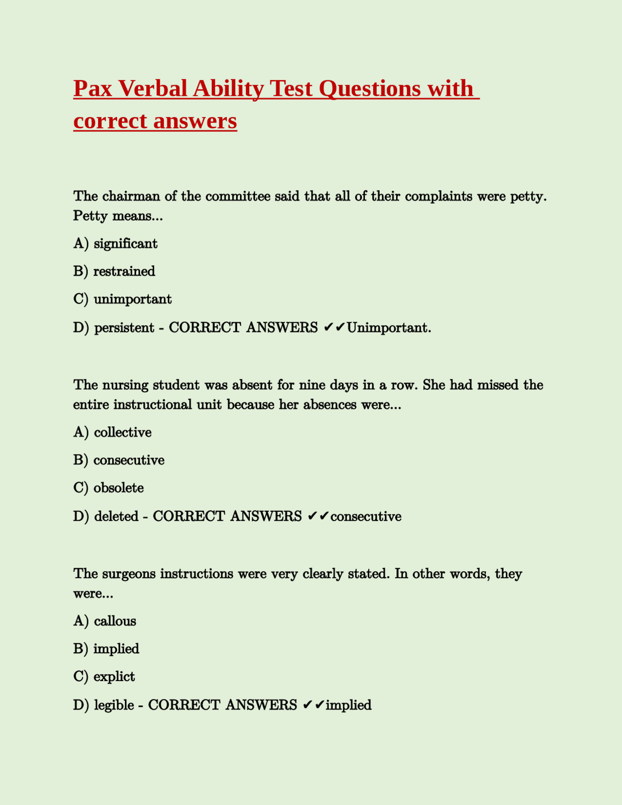Verbal Ability Test Questions and Answers | Exams English Language ...