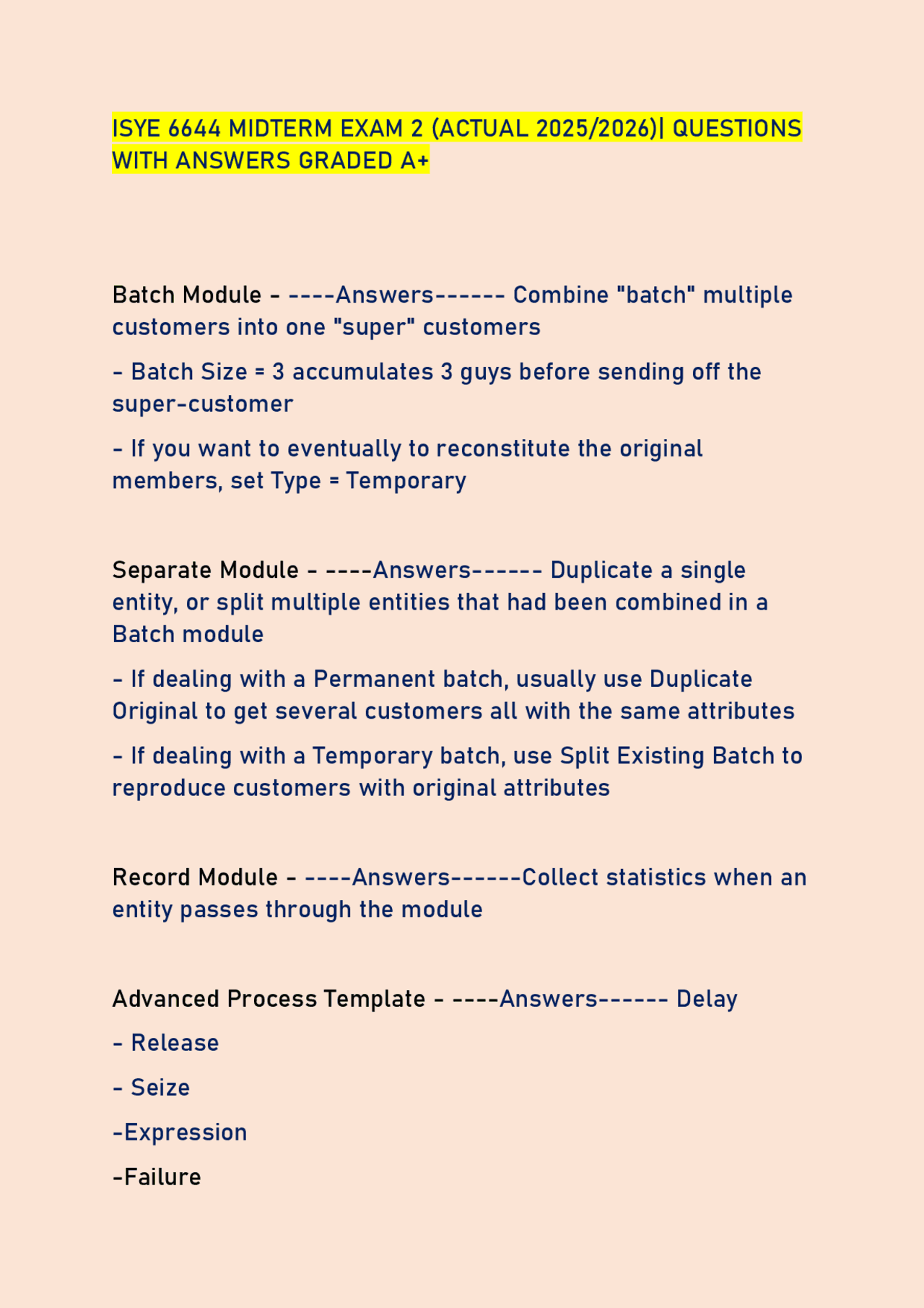 ISYE 6644 MIDTERM EXAM 2 (ACTUAL 2025/2026)| QUESTIONS WITH ANSWERS GRADED A+ | Exams Computer ...