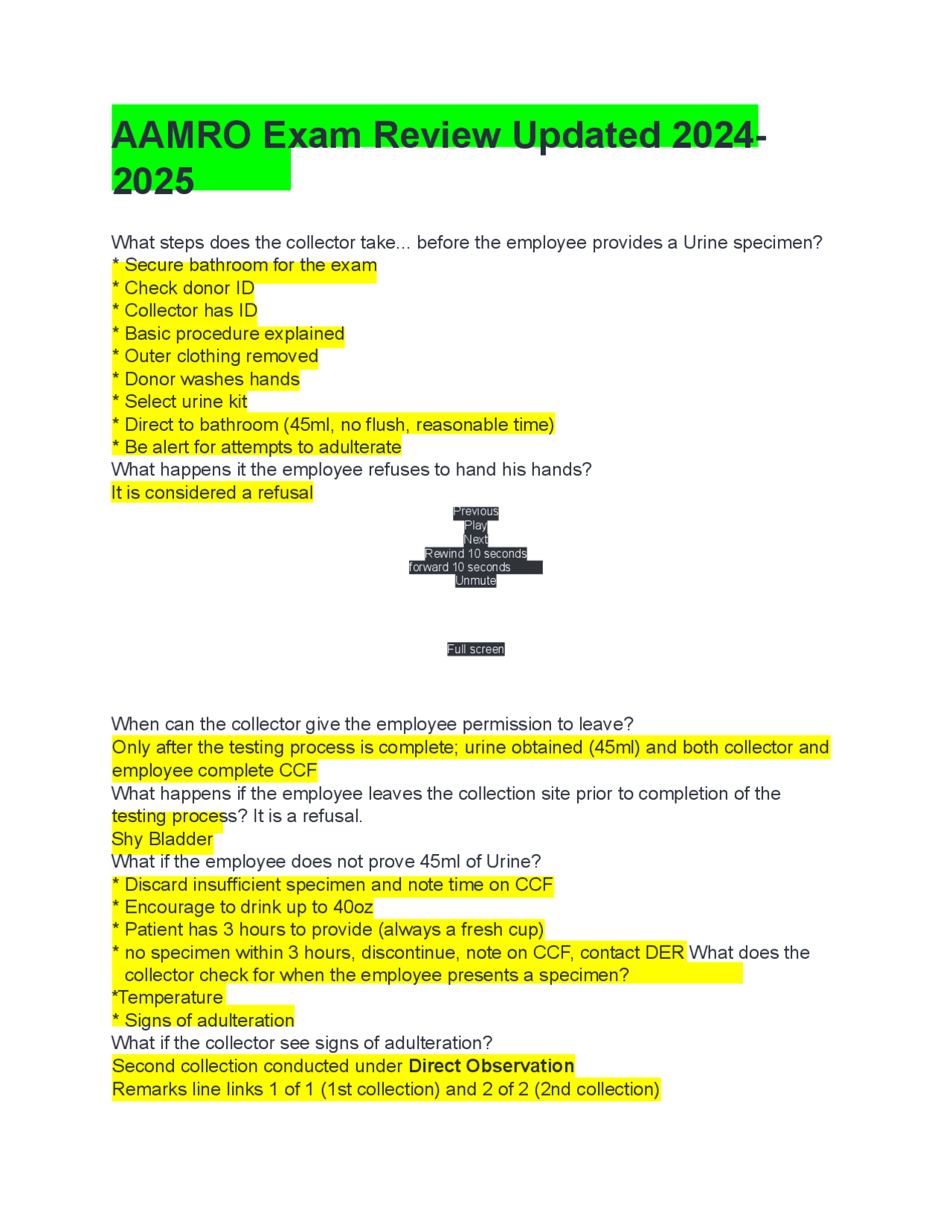 AAMRO Exam Review Updated 2024 2025 | Exams Health sciences | Docsity