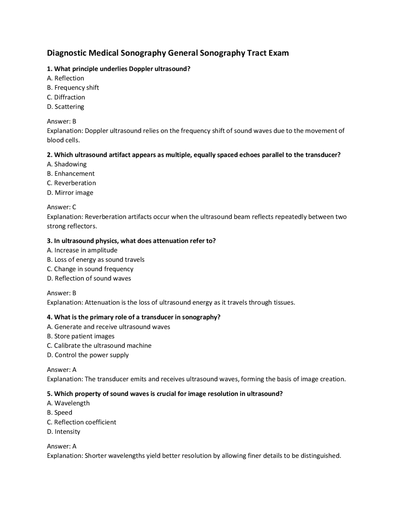 Diagnostic Medical Sonography General Sonography Tract Exam | Exams ...