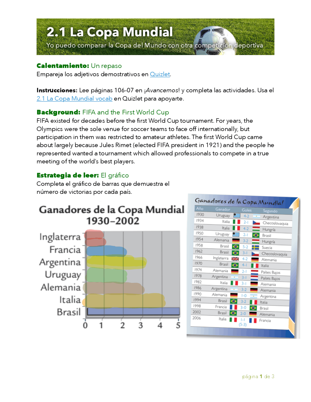 2.1 Repaso de la leccion | Exercises Spanish | Docsity