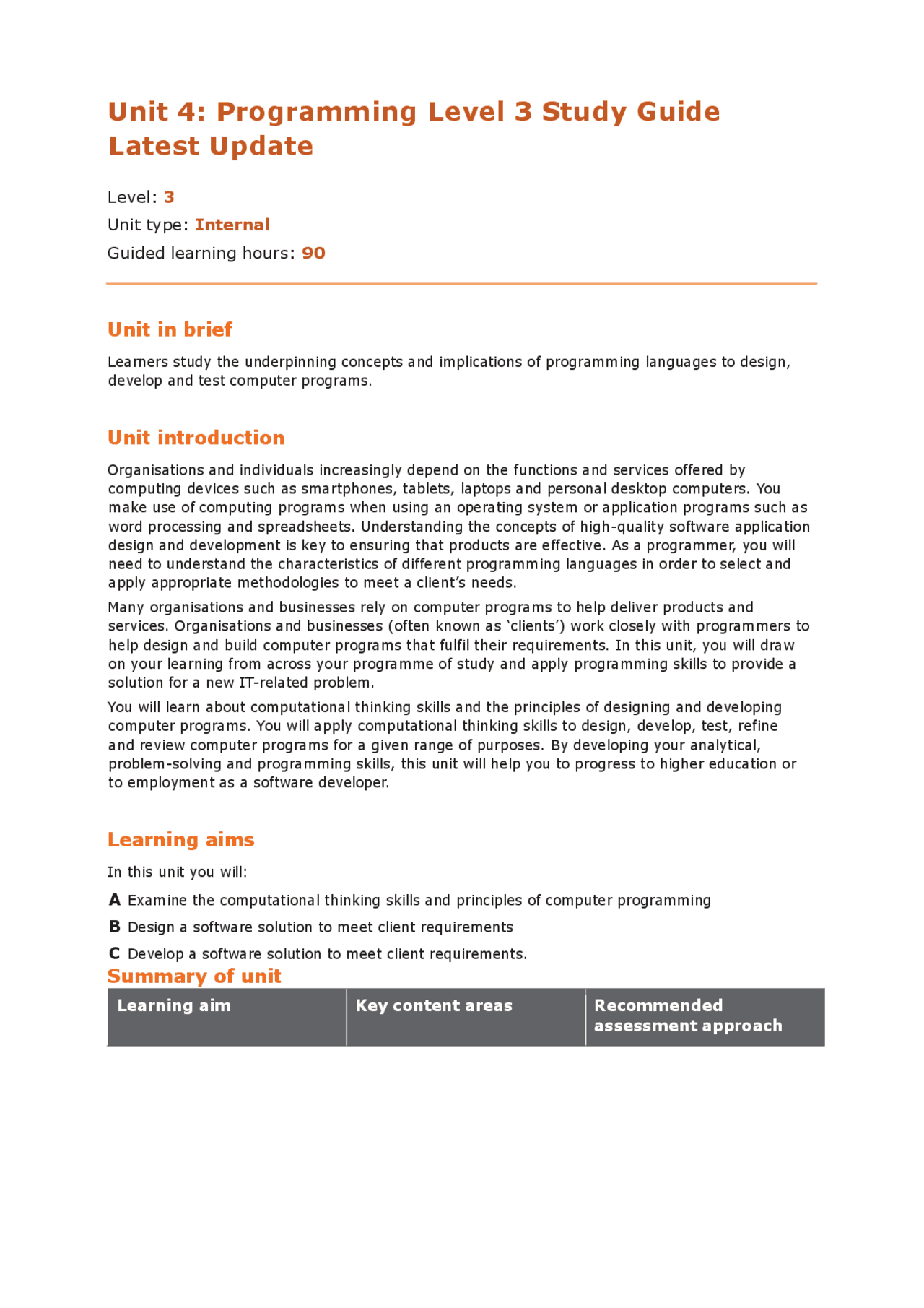 Programming Level 3 Study Guide: Computational Thinking, Software Design, and Development ...