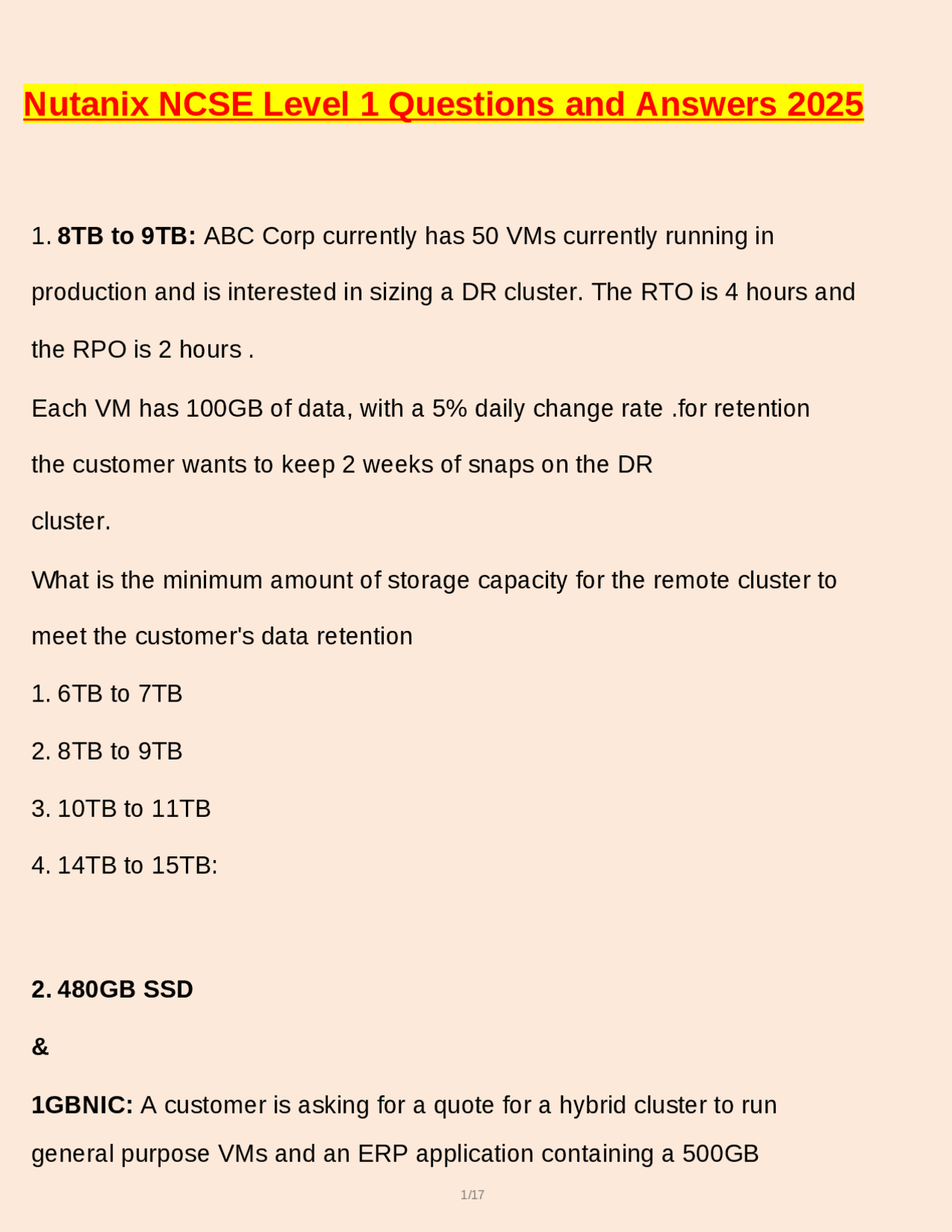 Nutanix NCSE Level 1 Exam Questions and Answers 2025 | Exams Nursing ...
