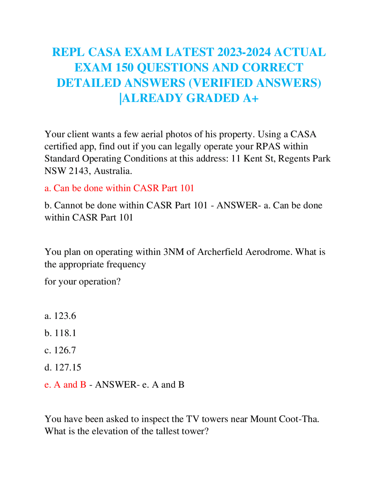 REPL CASA EXAM LATEST 2023-2024 ACTUAL EXAM 150 QUESTIONS AND CORRECT ...