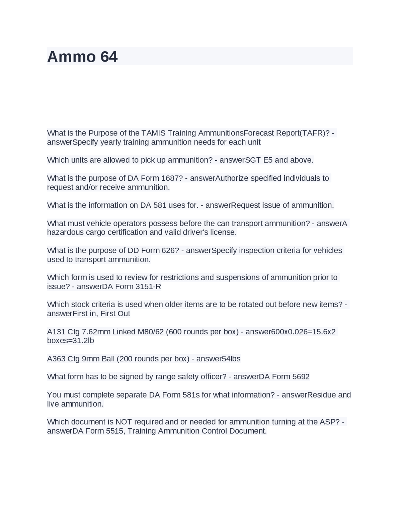 Ammunition Handling Procedures and Forms: A Guide for Military ...