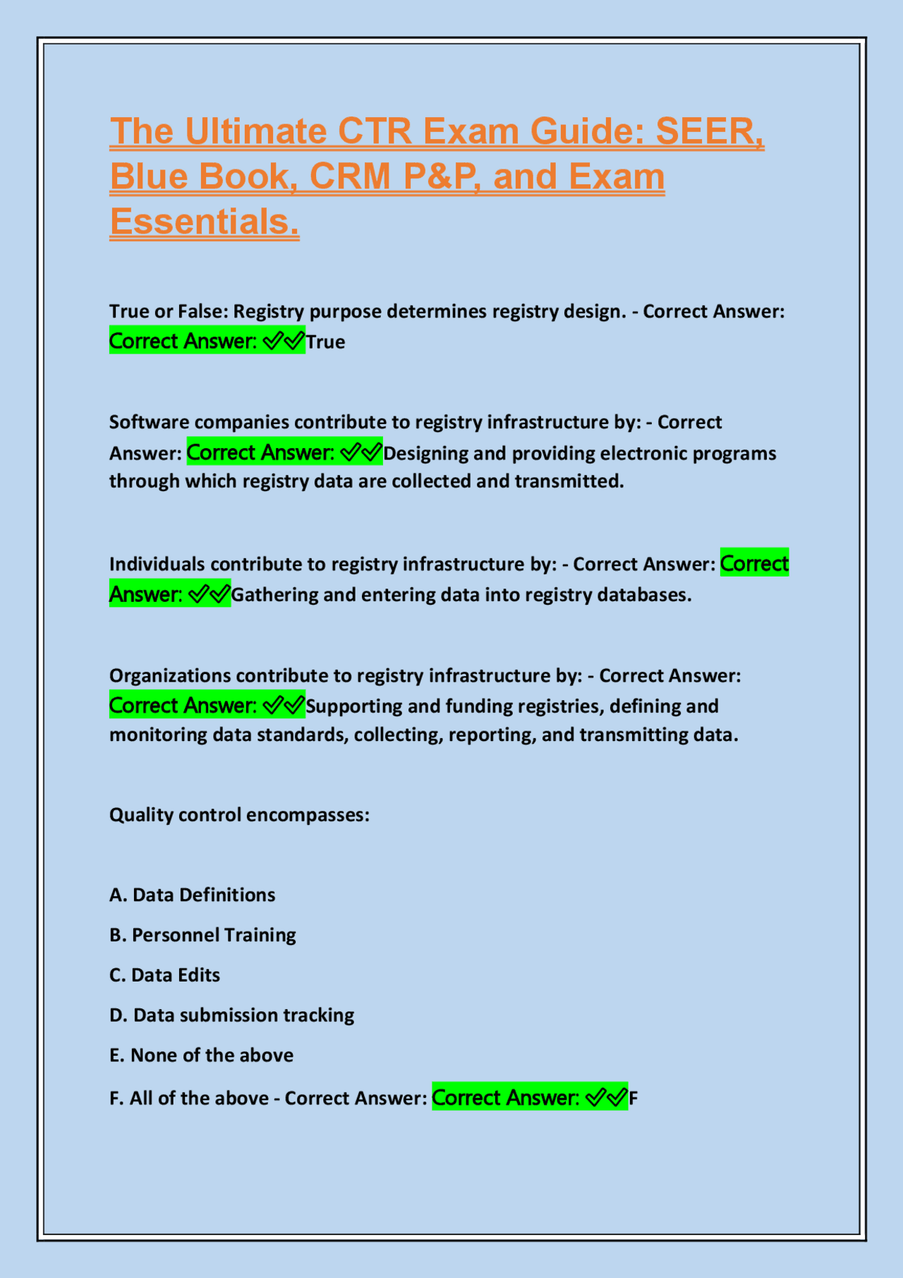 The Ultimate CTR Exam Guide: SEER, Blue Book, CRM P&P, and Exam ...