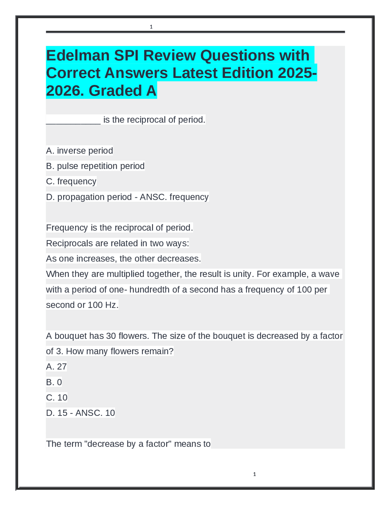 Edelman SPI Review Questions with Correct Answers Latest Edition 2025 ...