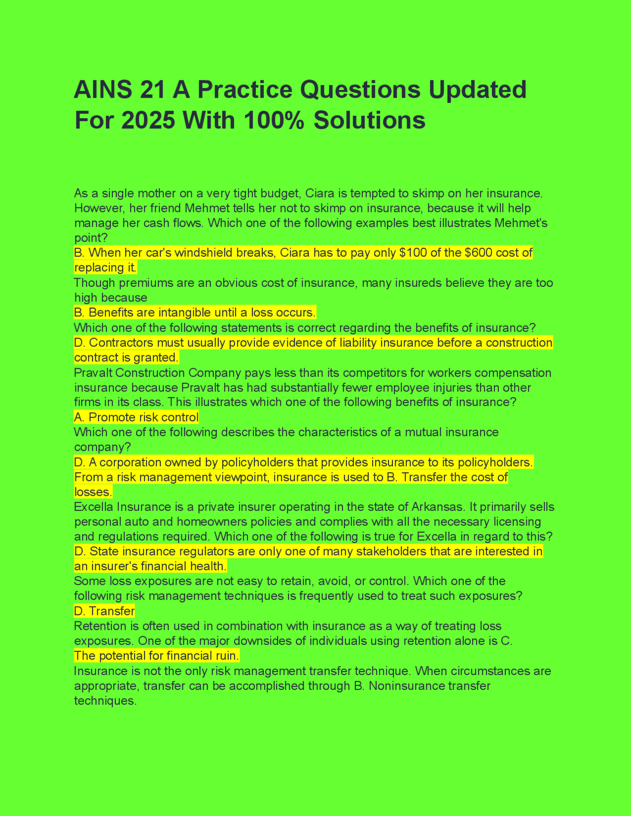 AINS 21 - Segment C Updated For 2025 With 100% Solutions | Exams ...