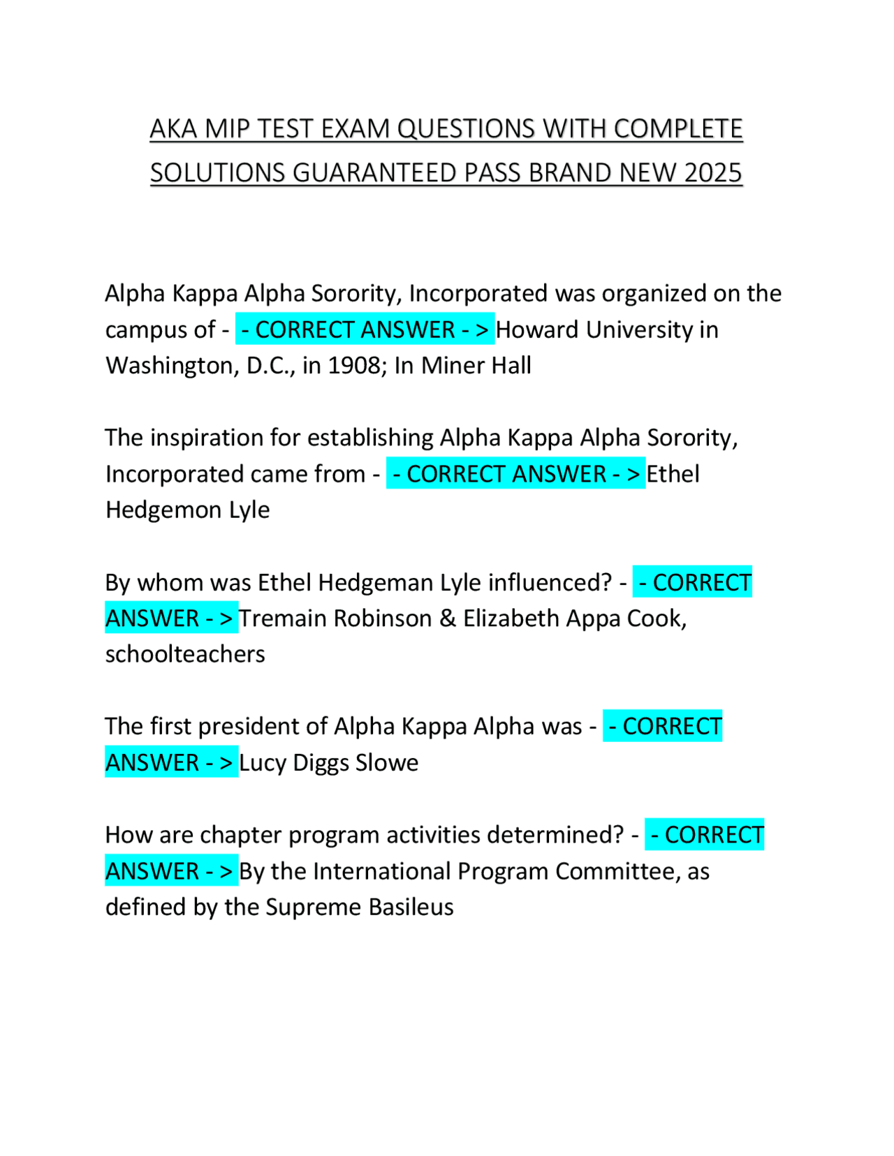 AKA MIP TEST EXAM QUESTIONS WITH COMPLETE SOLUTIONS GUARANTEED PASS ...