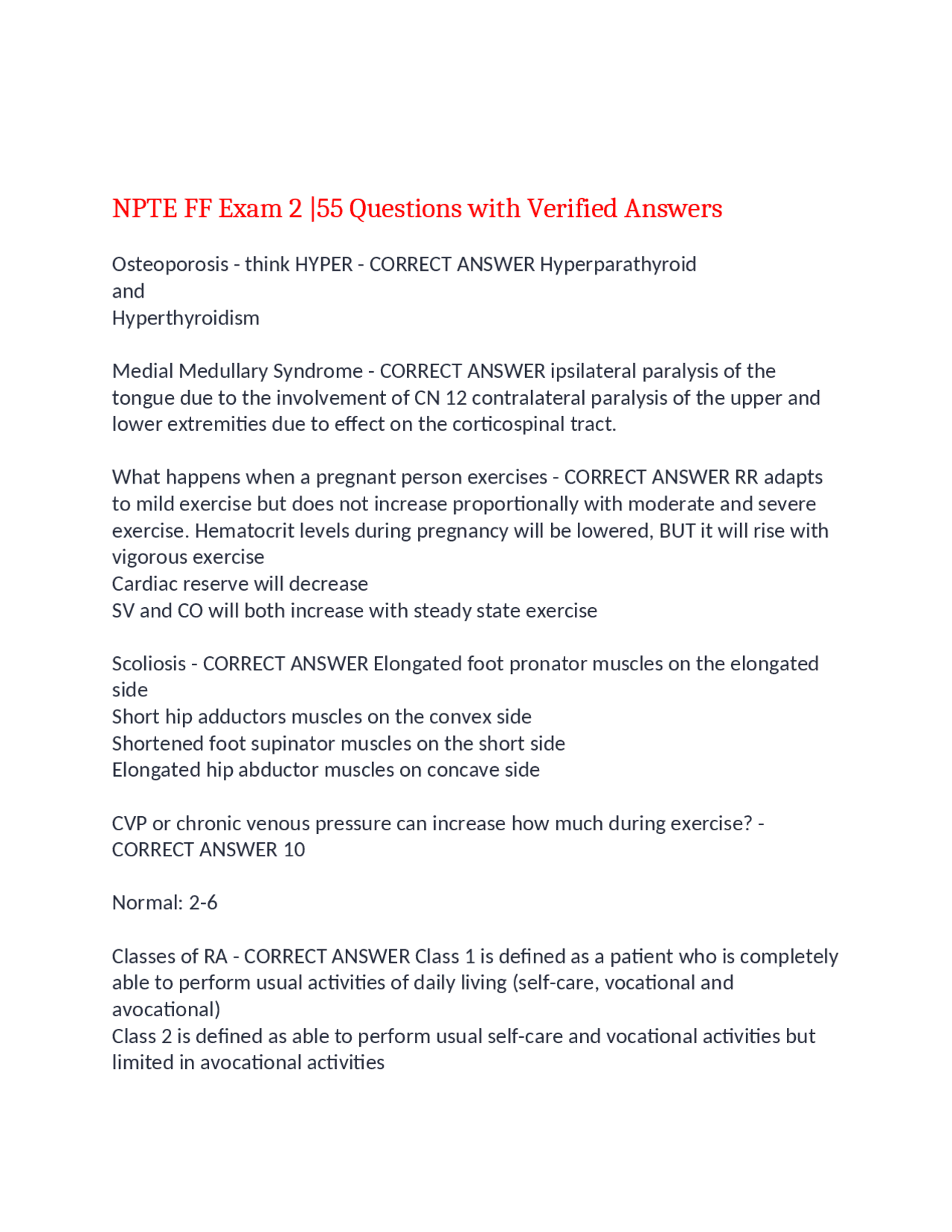 NPTE FF Exam 2 |55 Questions with Verified Answers,100% CORRECT | Exams ...