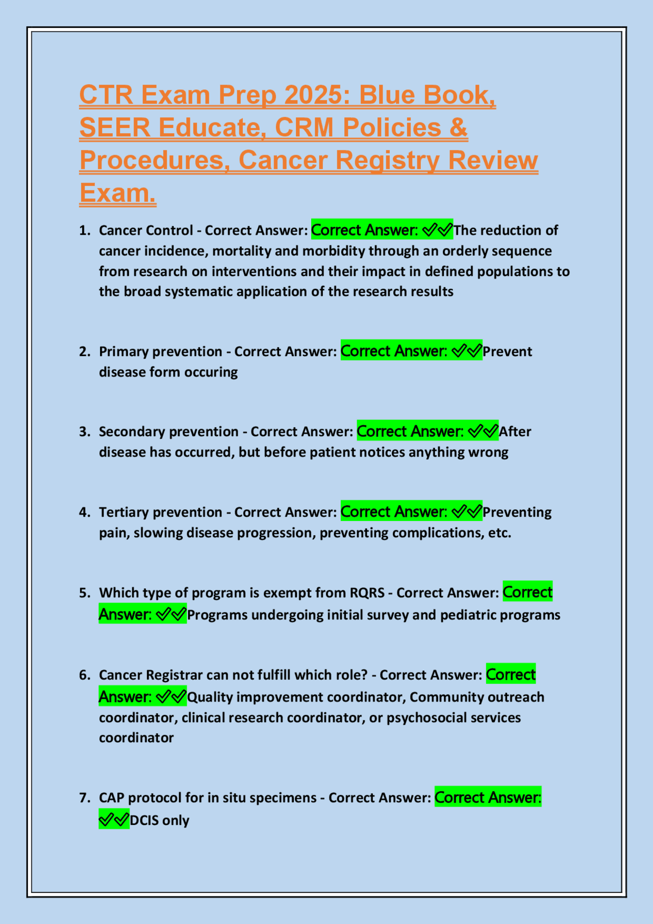 CTR Exam Prep 2025: Blue Book, SEER Educate, CRM Policies & Procedures ...
