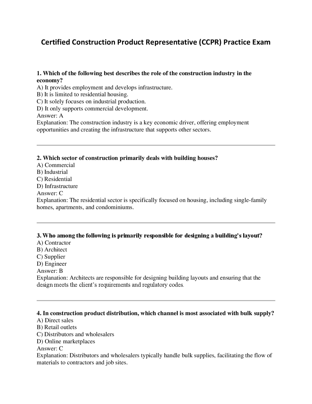 Certified Construction Product Representative (CCPR) Exam | Exams ...