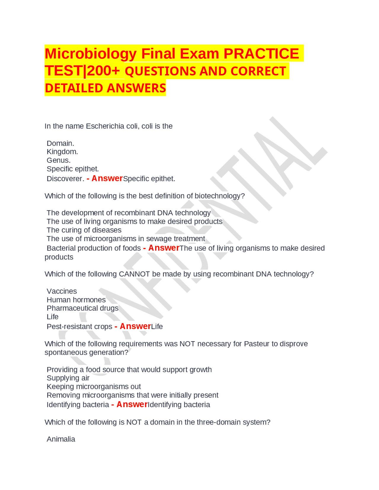 Microbiology Practice Test
