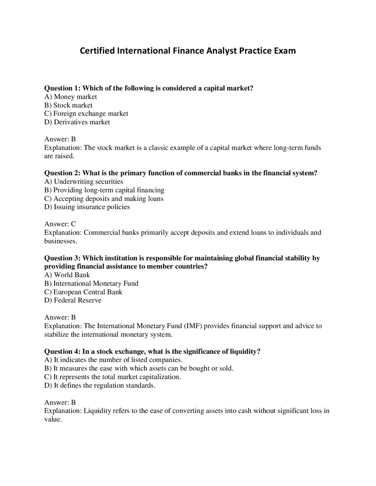 Certified International Finance Analyst (CIFA) Practice Exam: Multiple ...