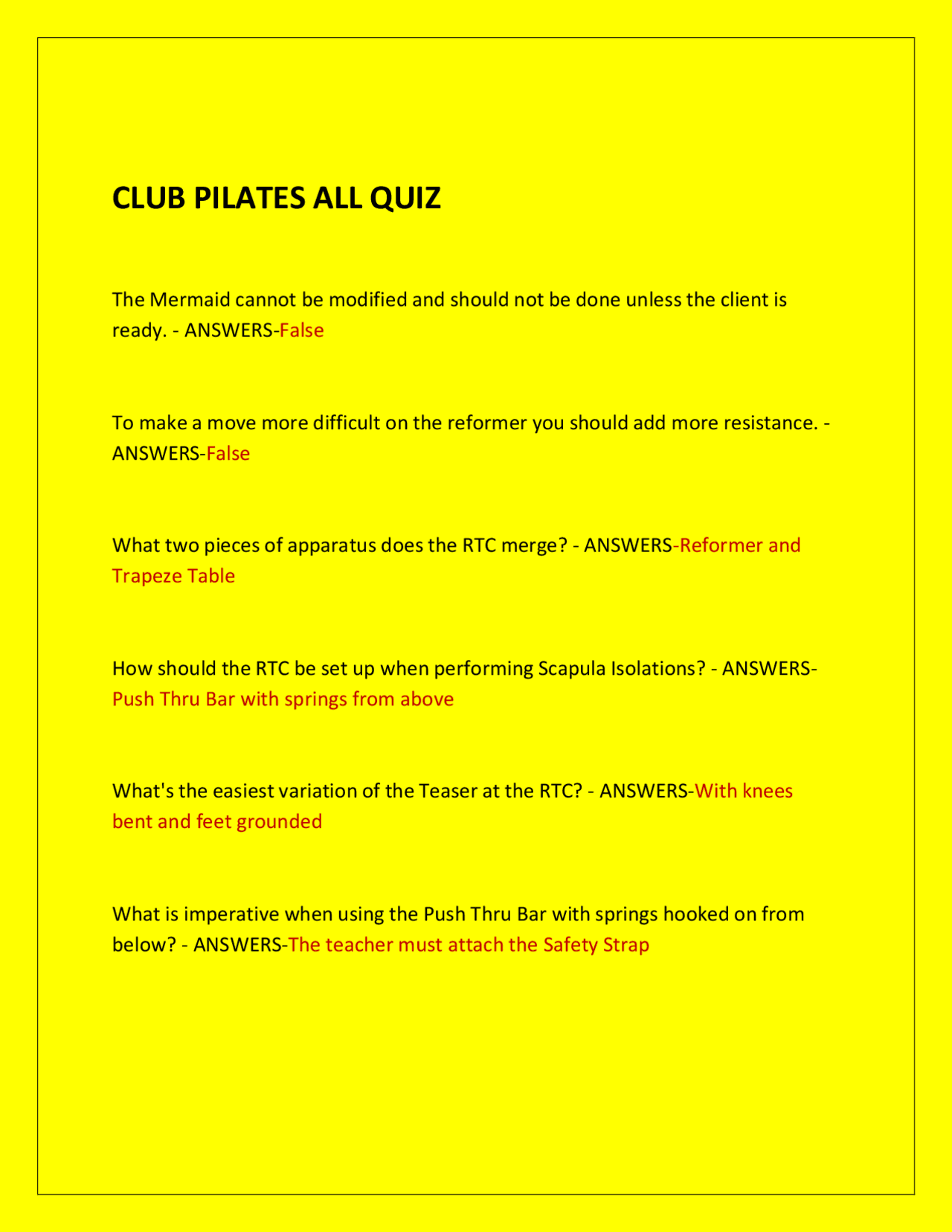 Pilates Quiz: Comprehensive Exercises and Questions for Pilates ...
