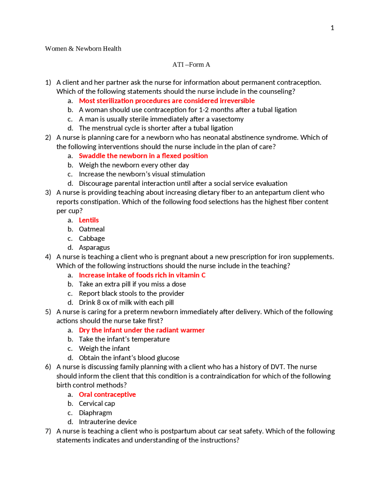 ATI_Practice_PDF.pdf.docx | Exams Nursing | Docsity