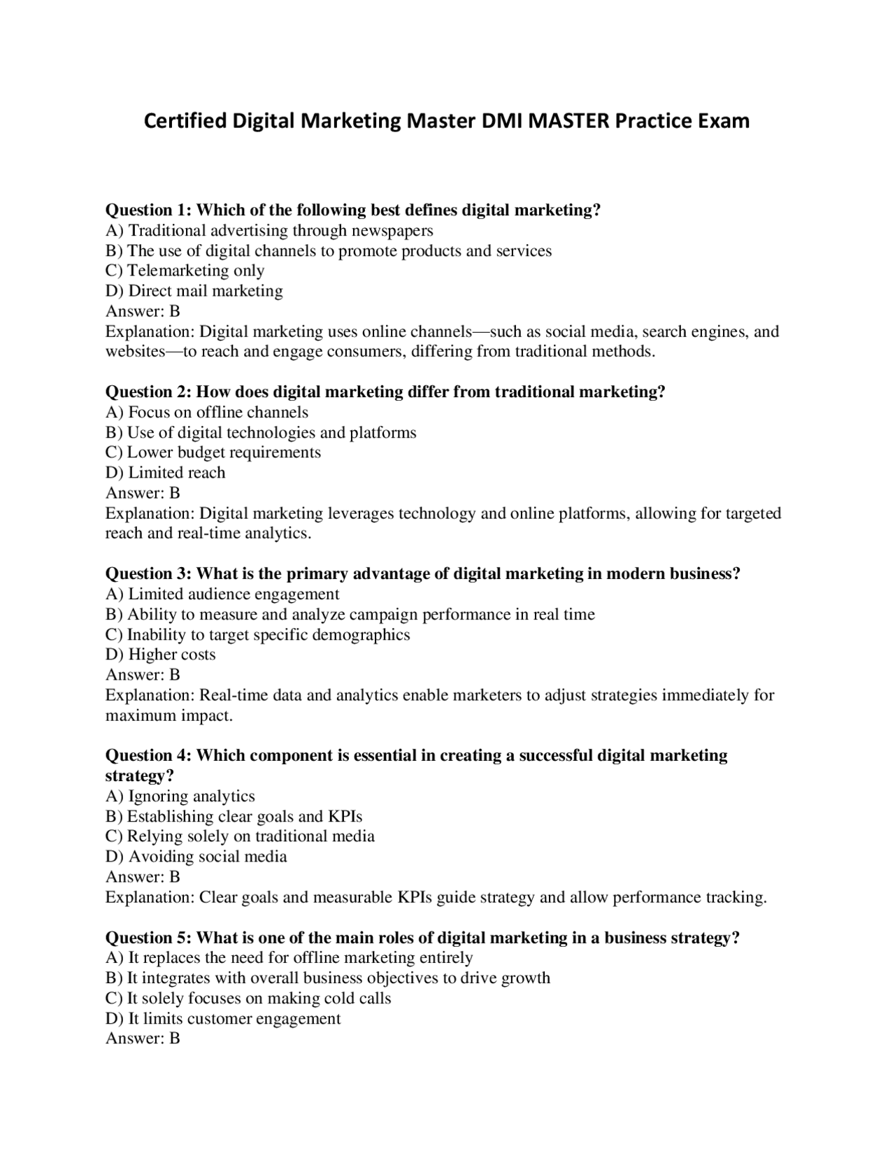 Certified Digital Marketing Master DMI MASTER Exam | Exams Technology ...