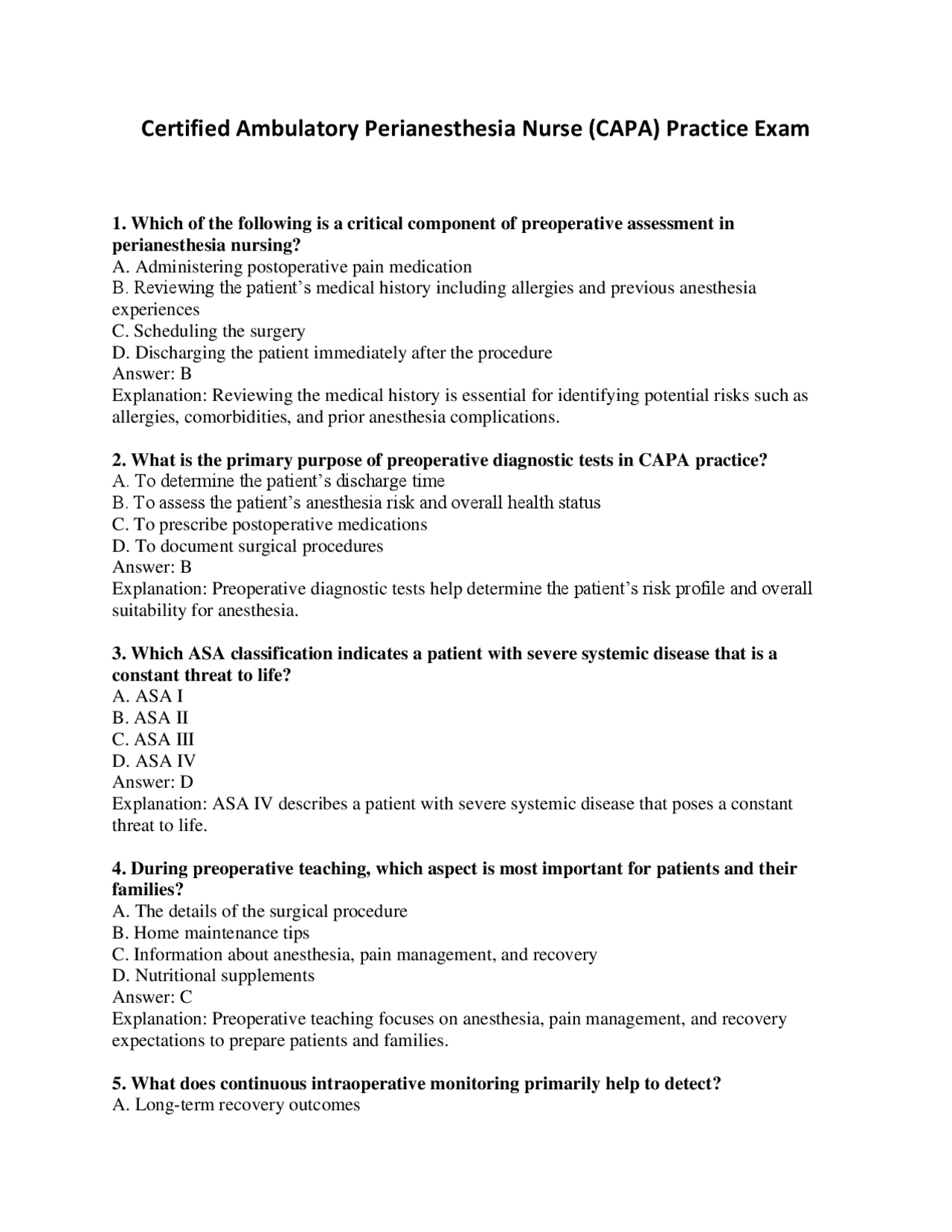 Certified Ambulatory Perianesthesia Nurse (CAPA) Exam | Exams ...
