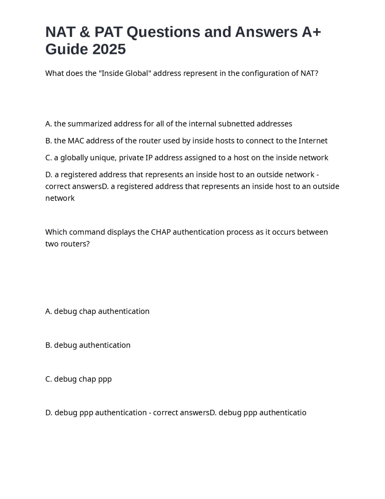 NAT & PAT Questions and Answers A+ Guide 2025 | Exams Complex analysis ...