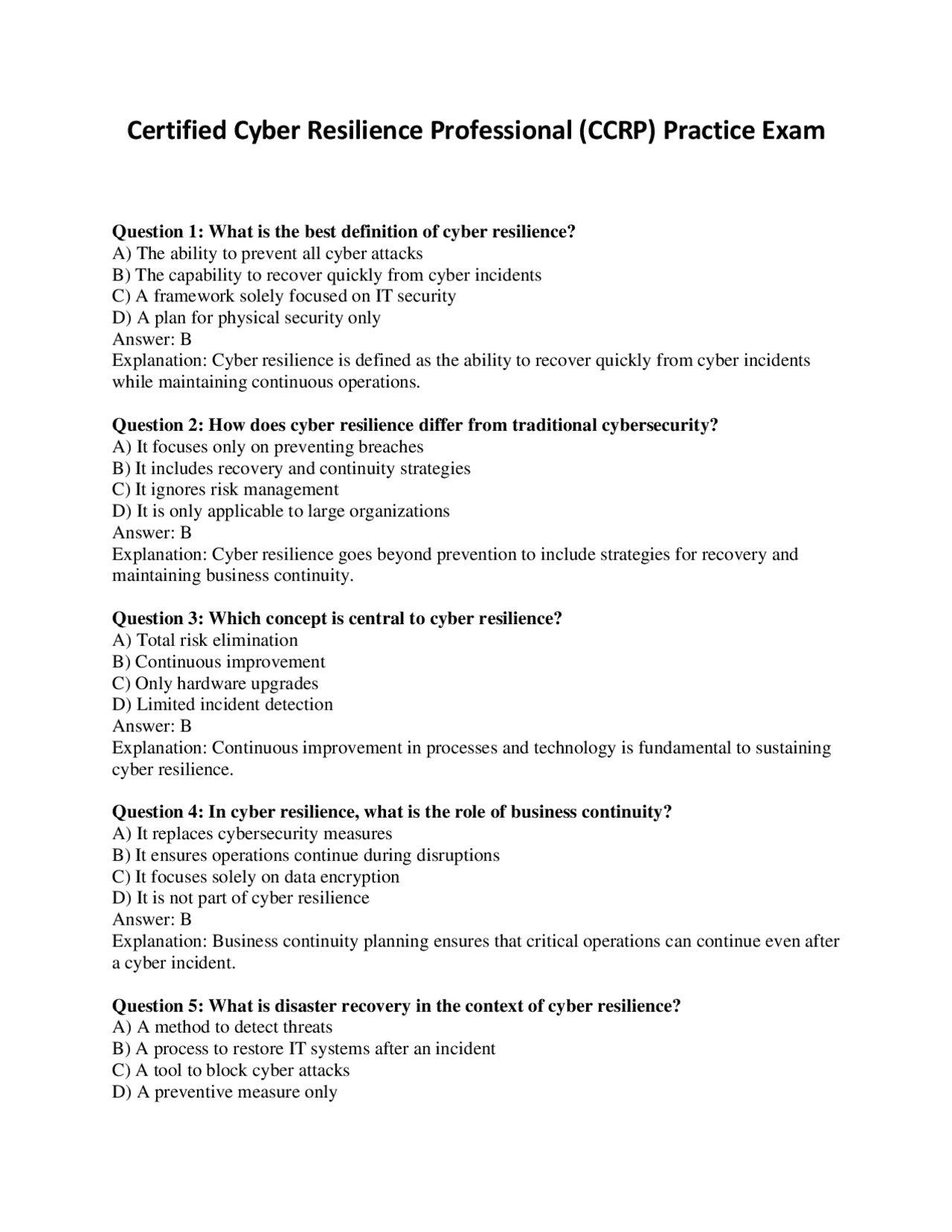 Certified Cyber Resilience Professional (CCRP) Exam | Exams Technology ...