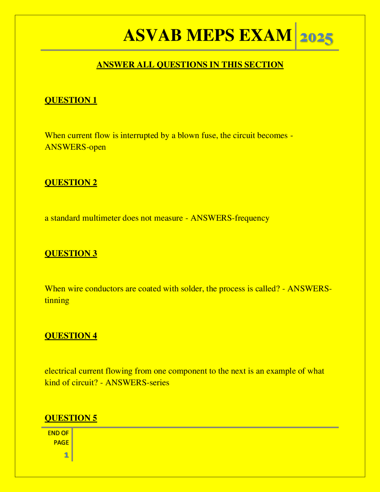 ASVAB MEPS Exam 2025: Practice Questions and Answers | Exams Advanced ...