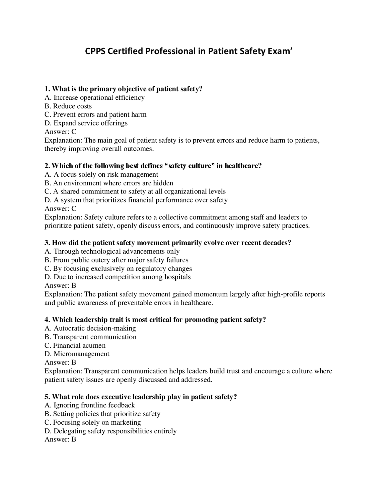 CPPS Certified Professional in Patient Safety Exam | Exams Technology ...