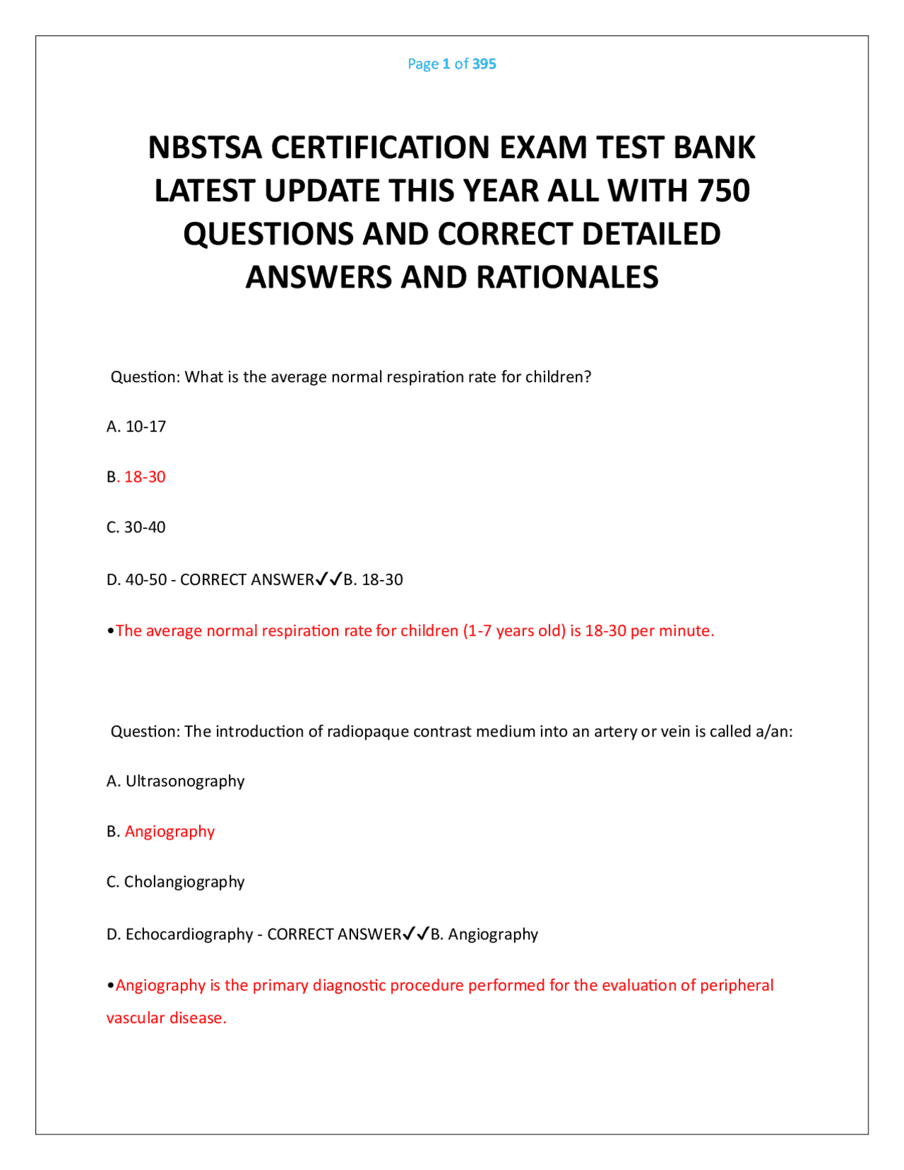 NBSTSA Certification Exam Test Bank: Questions and Answers for Surgical ...