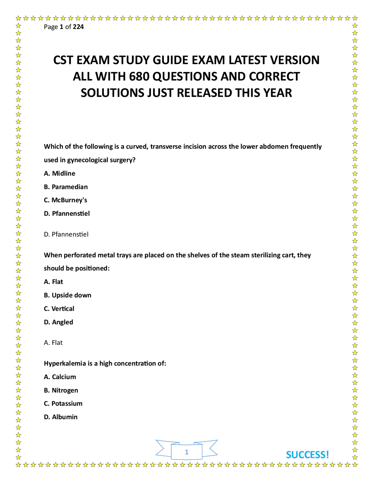 CST EXAM STUDY GUIDE EXAM LATEST VERSION ALL WITH 680 QUESTIONS AND ...