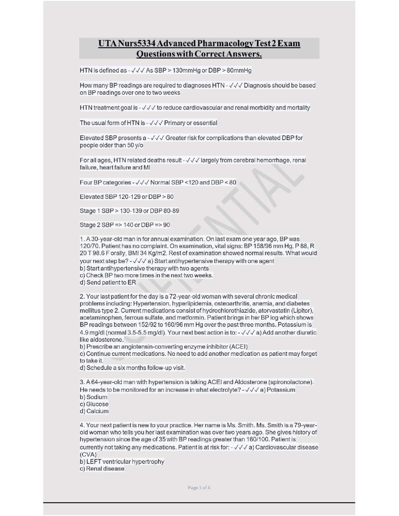 UTA Nurs5334 Advanced Pharmacology Test 2 Exam Questions with Correct ...