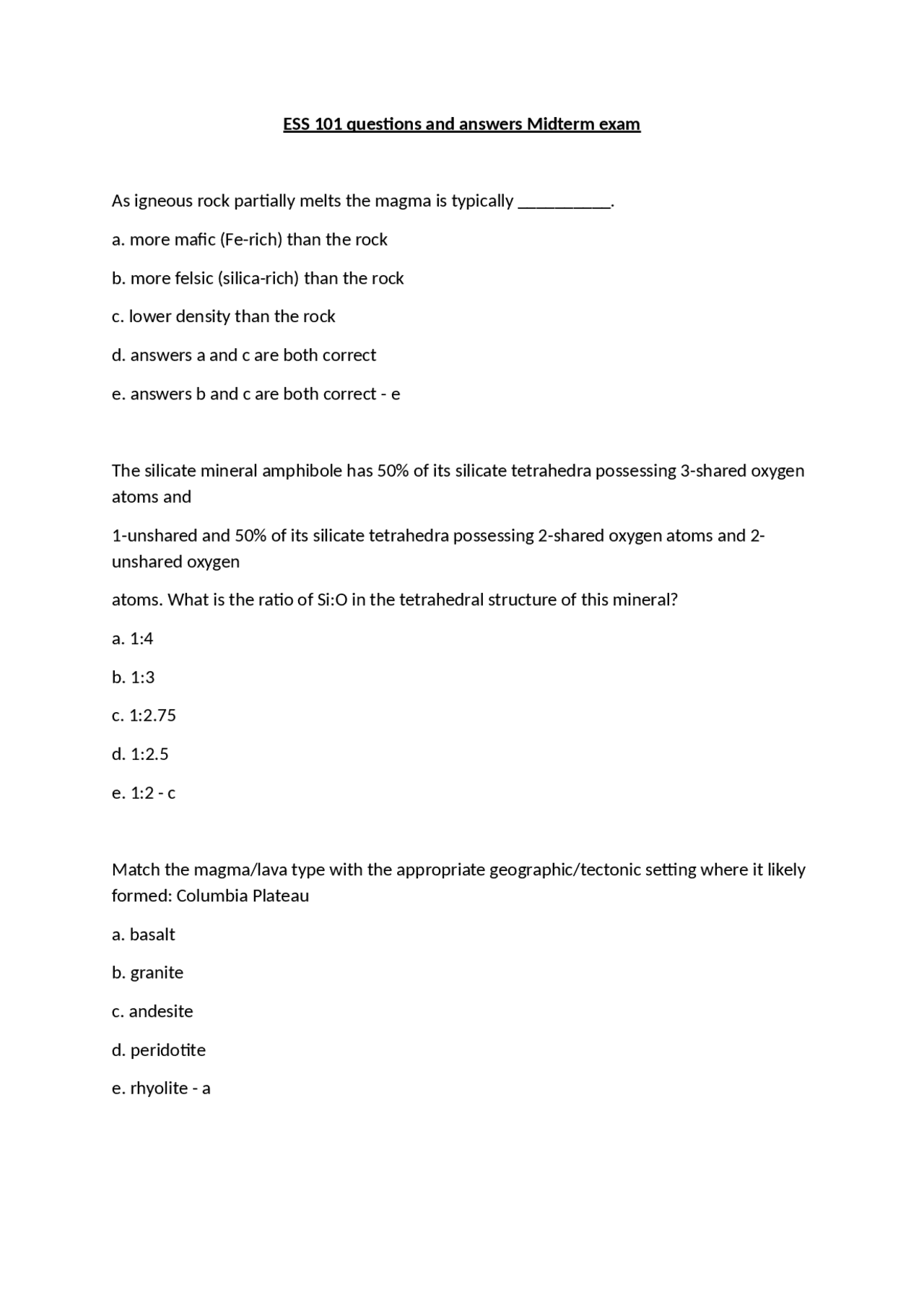 ESS 101 questions and answers Midterm exam | Exams Advanced Education ...