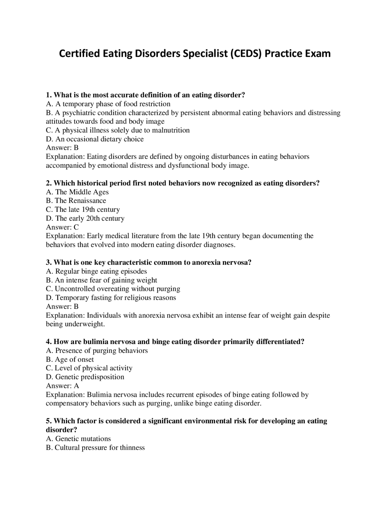 Certified Eating Disorders Specialist (CEDS) Exam | Exams Technology ...