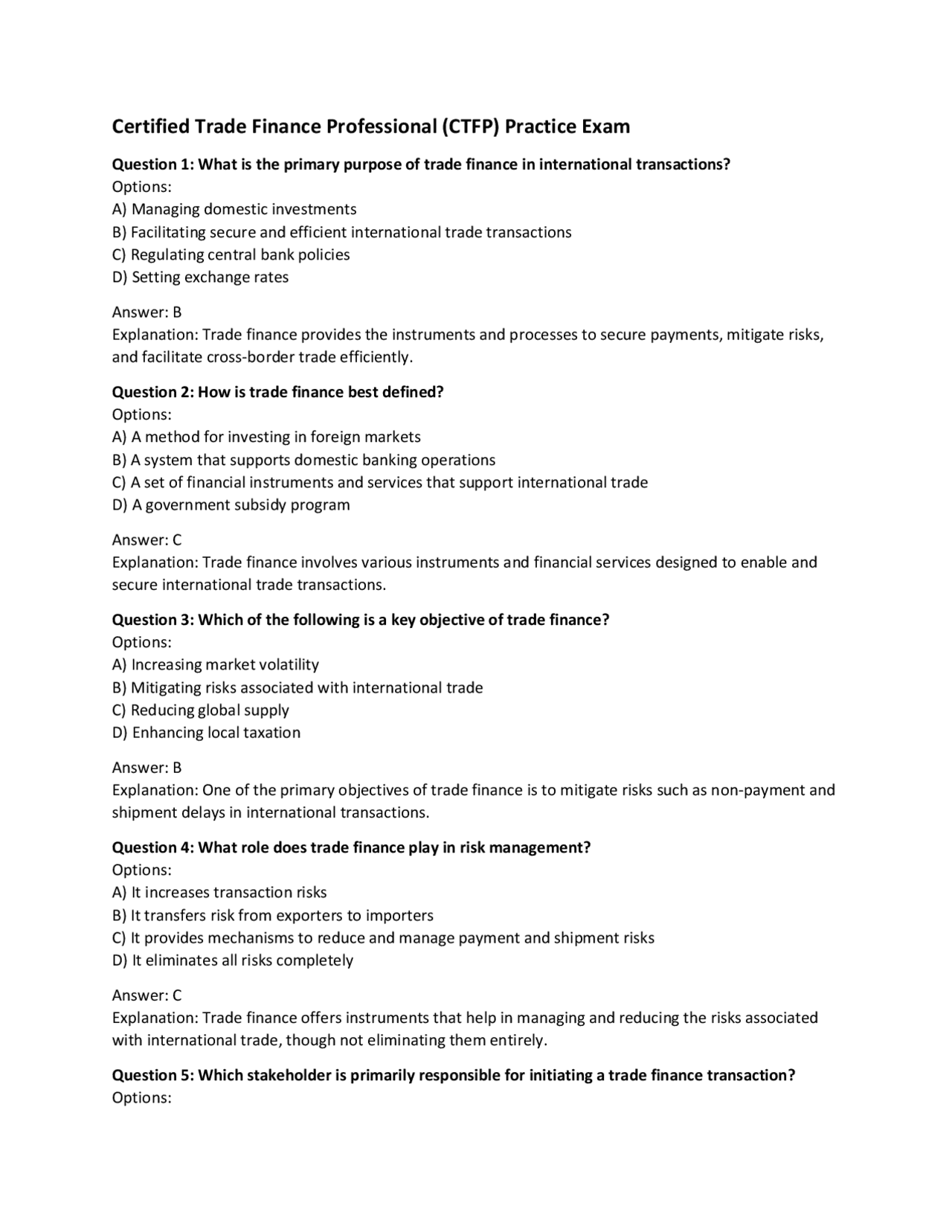 Certified Trade Finance Professional (CTFP) Exam | Exams Technology ...