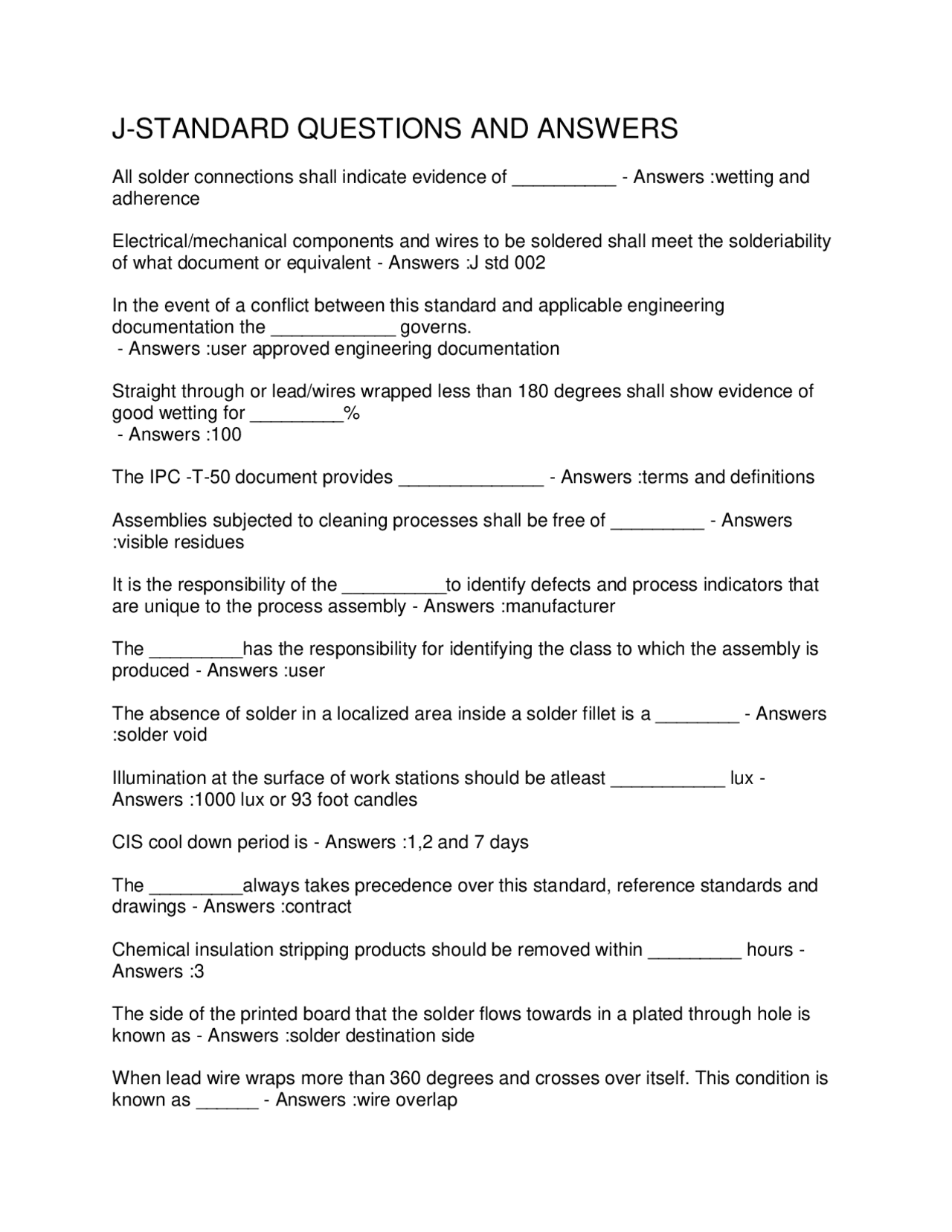 J-STANDARD QUESTIONS AND ANSWERS | Exams Social Sciences | Docsity