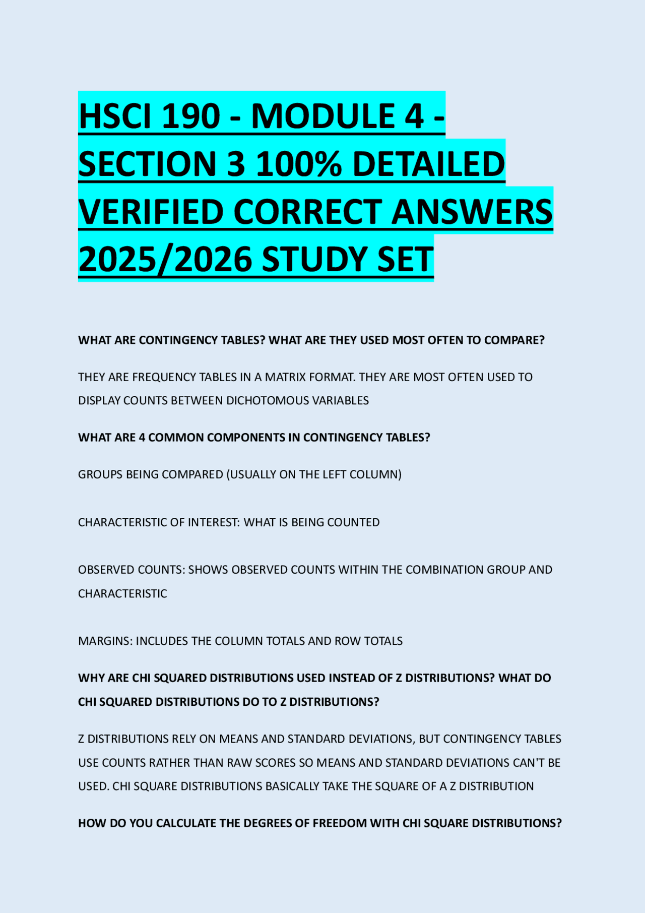 HSCI 190 - MODULE 4 - SECTION 3 100% DETAILED VERIFIED CORRECT ANSWERS ...