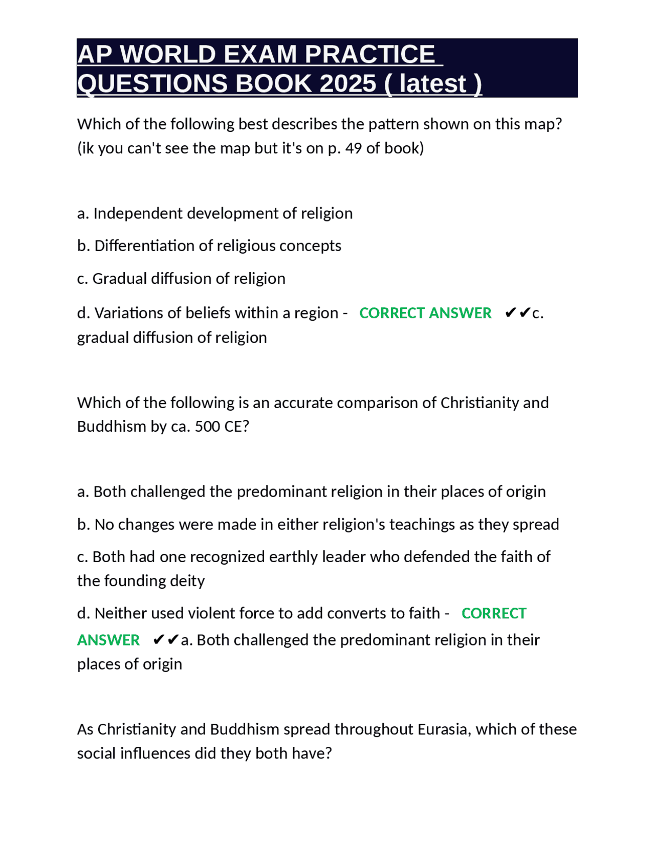 AP WORLD EXAM PRACTICE QUESTIONS BOOK 2025 ( latest ) | Exams Nursing ...