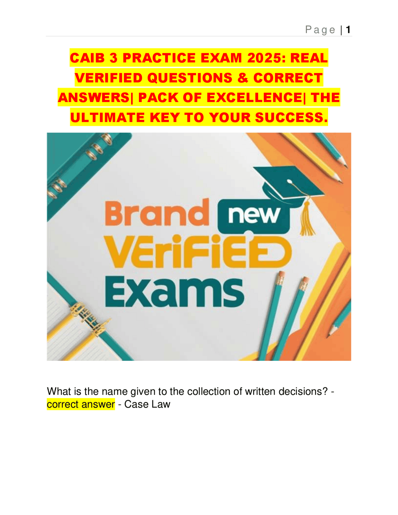 CAIB 3 PRACTICE EXAM 2025: REAL VERIFIED QUESTIONS & CORRECT ANSWERS ...