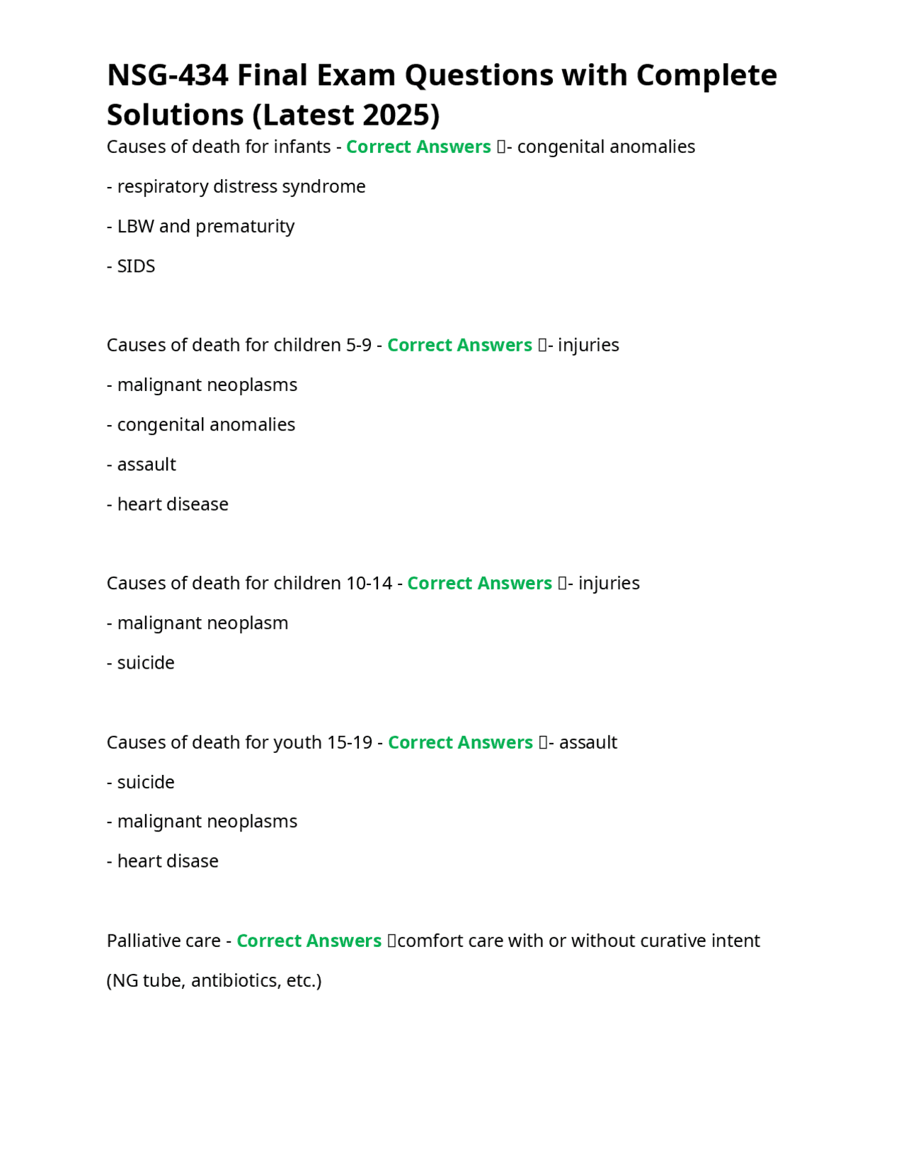 NSG-434 Final Exam Questions with Complete Solutions (Latest 2025 ...