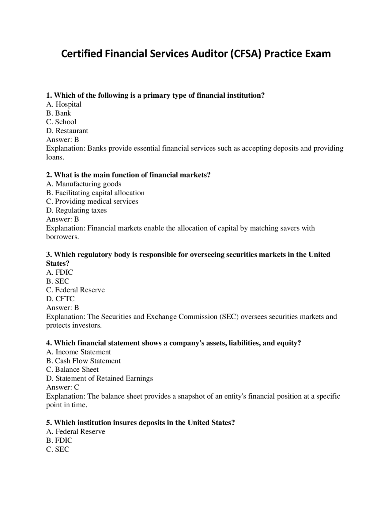 Certified Financial Services Auditor (CFSA) Exam | Exams Technology ...