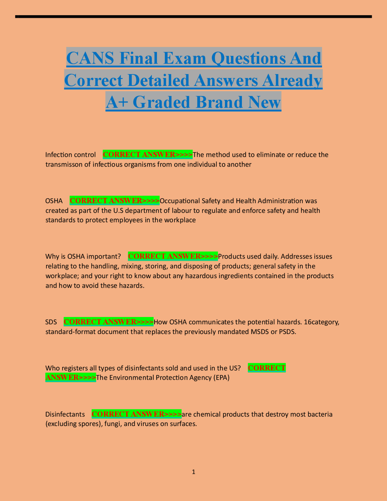 CANS 2025 Final Exam Questions And Correct Detailed Answers Already A+ ...